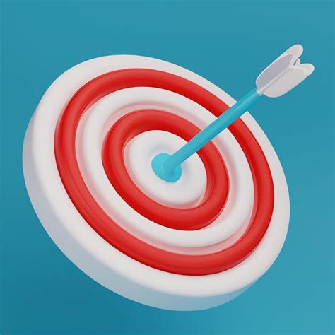 Renderização 3D da seta no ícone de alvo Foto Premium
