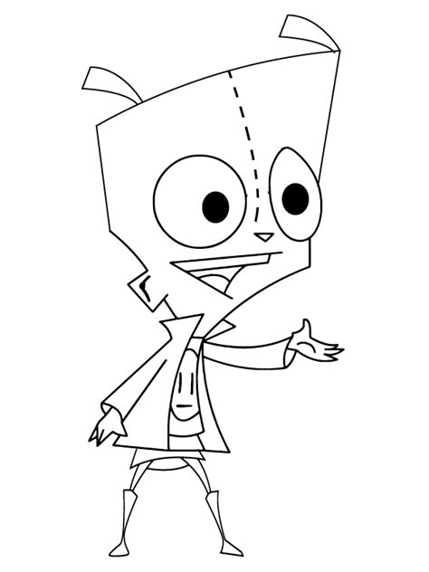Gir Coloring Zim Invader Pikachu Pages Draw Step Drawing Printable