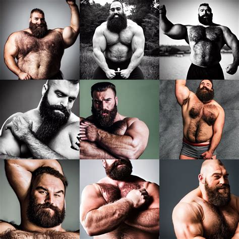Lexica Jolly Muscle Bear Hairy Burly Strongman With A Thick Beard And