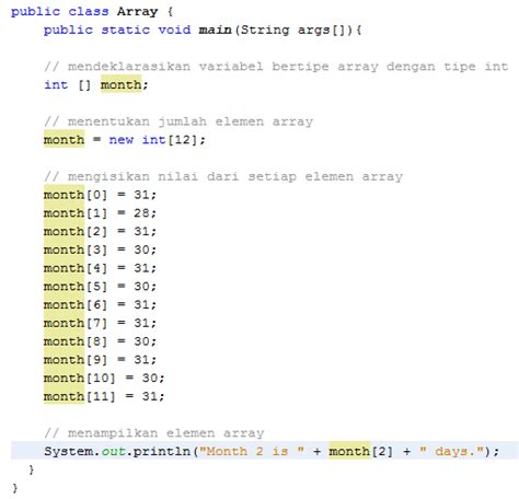 Contoh Array Array 1 Dimensi Materi Java Pemula