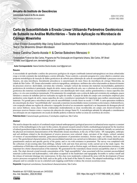 Pdf Carta De Suscetibilidade Eros O Linear Utilizando Par Metros