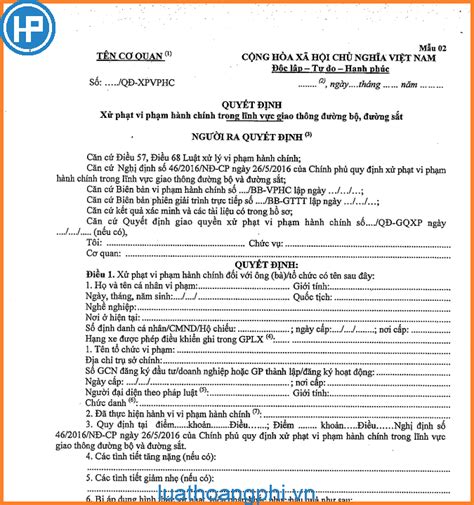 Tham khảo và tải ngay Mẫu quyết định xử phạt vi phạm hành chính mà bạn cần