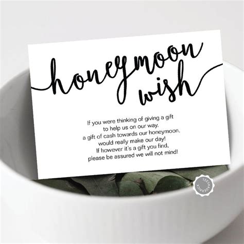 Black Script Wedding Honeymoon Wish Fund Enclosure Card Zazzle