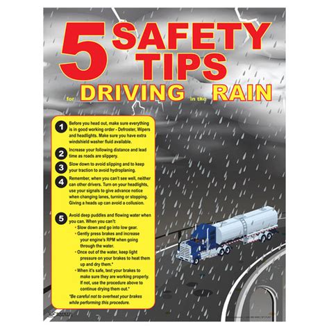 Safety Poster Safety Tips For Driving In The Rain Cs