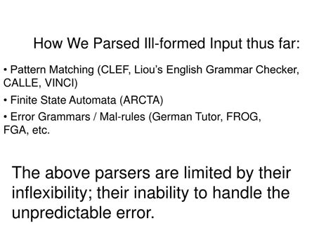ppt parsing ill formed input without an error grammar or mal rules powerpoint presentation