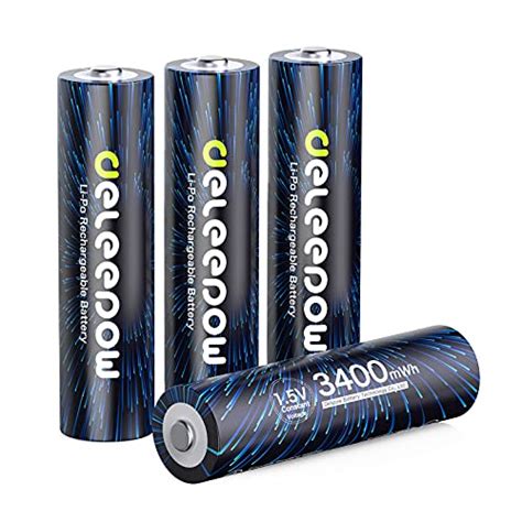 Deleepow Rechargeable AA Batteries 1 5V 3400mWh High Capcity Lithium