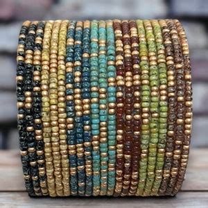 Rustic Picasso Matte Gold Mix Stackable Single Stretch Dainty Seed