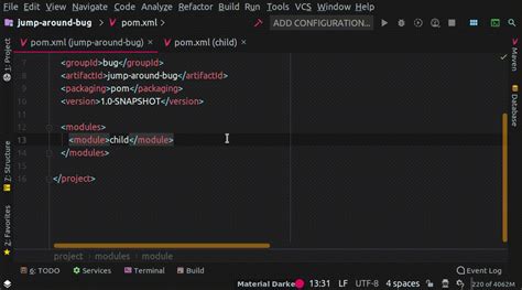 weird jumping to other edit buffer while editing maven poms ides support intellij platform