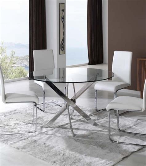 Mesa De Comedor Redonda En Metal Y Cristal Templado CHANTAL