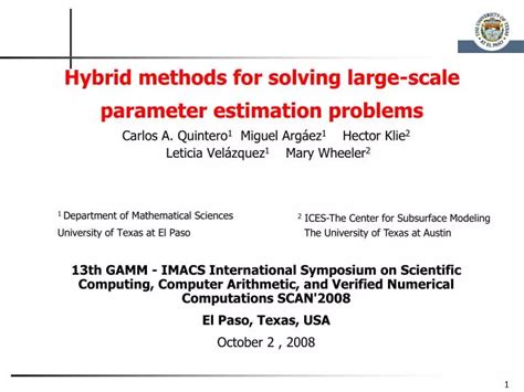 ppt hybrid methods for solving large scale parameter estimation problems powerpoint