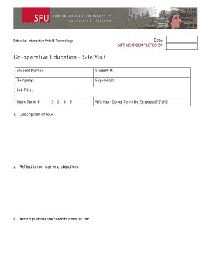 Fillable Online Sfu SIAT Site Visit Form 2012 Sfu Fax Email Print