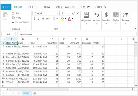 rows and columns with spreadsheet widget for syncfusion essential js