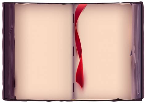 Libro Abierto Con Marcador Rojo Vector Premium