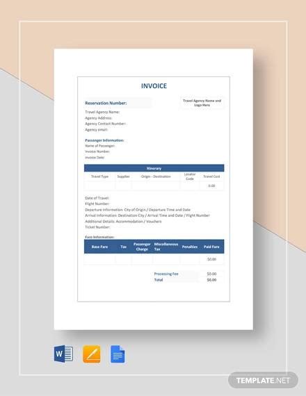 FREE 11 Sample Travel Invoice Templates In PDF MS Word