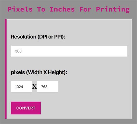 pixels equal inches