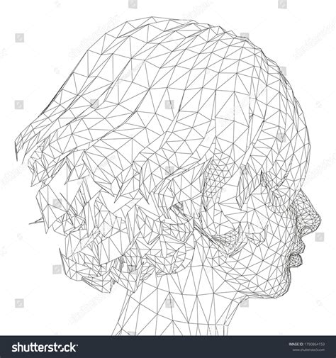 Low Poly Head Wireframe Girl Short Stock Vector Royalty Free