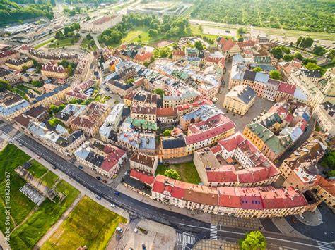 Plakat Lublin Panorama Starego Miasta Z Lotu Ptaka Atrakcje