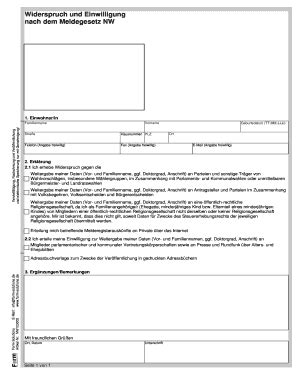 Ausfüllbar Online huellhorst Form Solutions Widerspruch und