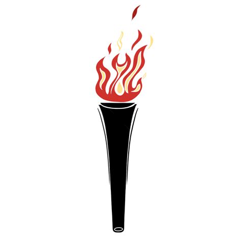 Torch Flames Clipart Transparent Background Flat Flow Elegant Flame