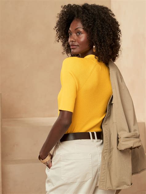 Ribbed Mock Neck Sweater Banana Republic