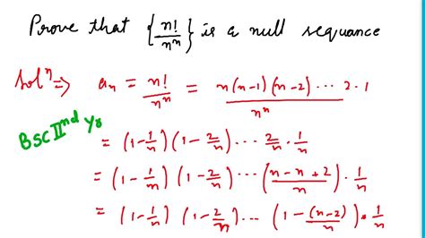 prove that the sequence n n n is null sequence convergency youtube