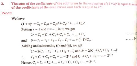 binomial theorem class 12 mathematics complete note pdf concept and numericals