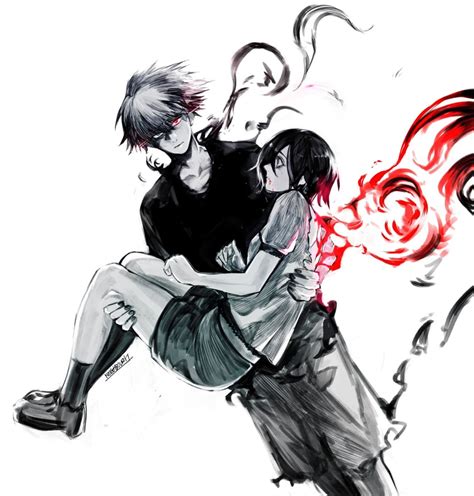 Kaneki Ken And Kirishima Touka Tokyo Ghoul Drawn By