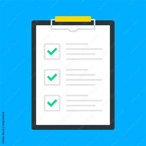 Checklist Clipboard With Green Ticks Check List Vector Illustration