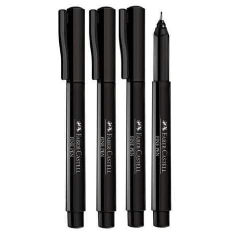 Kit C 4 Caneta Fine Pen Preta 0 4mm Ponta Fina Faber Castell Shopee
