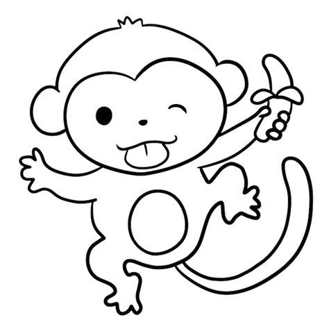 macaco para colorir página de desenho bonito desenho Venha se divertir