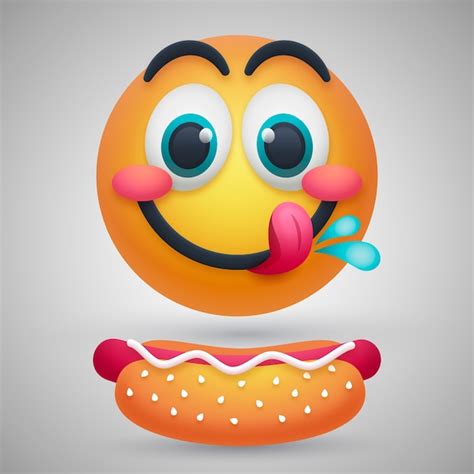 Ilustración de un emoji hambriento Vector Premium