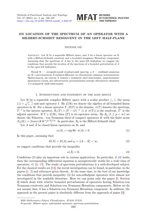 pdf on location of the spectrum of an operator with a hilbert schmidt resolvent in the left