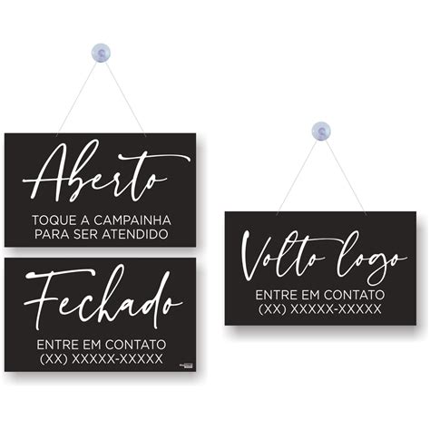 Placa Aberto Toque A Campainha E Fechado Entre Em Contato Volto Logo