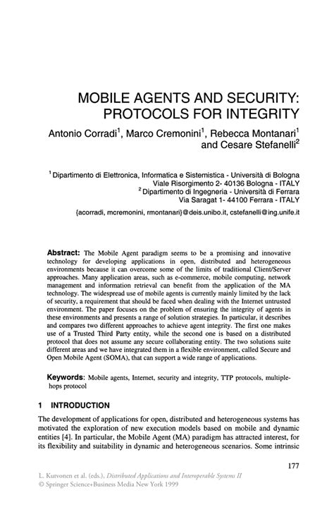 pdf mobile agents and security protocols for integrity