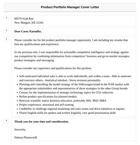 Product Portfolio Manager Cover Letter Velvet Jobs