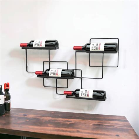 DanDiBo Weinregal Wand Metall Schwarz Wine Line Flaschenregal