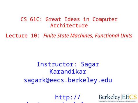 pptx cs 61c great ideas in computer architecture lecture 10 finite state machines