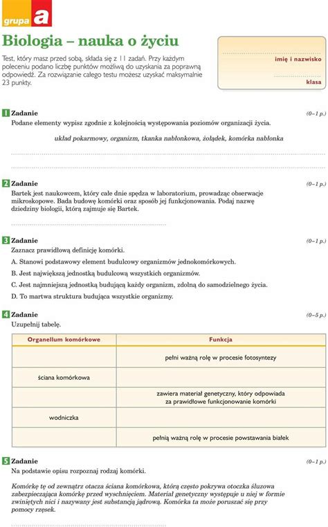 Testy Z Biologi Klasa 6 Margaret Wiegel