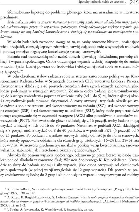 Sposoby radzenia sobie ze stresem i wsparcie społeczne u osób z