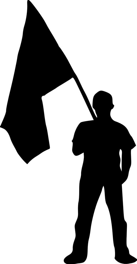 Person With Flag Silhouette Png Transparent Onlygfx
