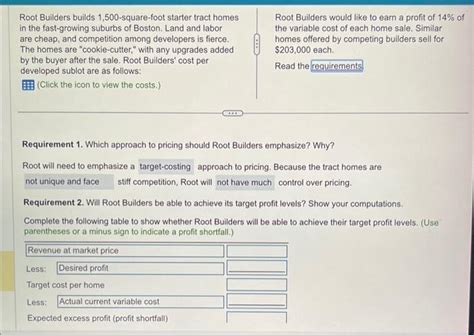 Solved Root Builders Builds Square Foot Starter Tract Chegg