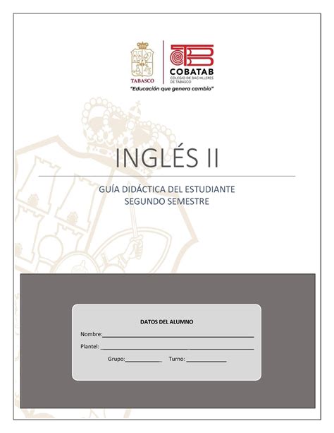 Segundo Semestre Gu A Did Ctica Del Estudiante Ingl S Ii Datos