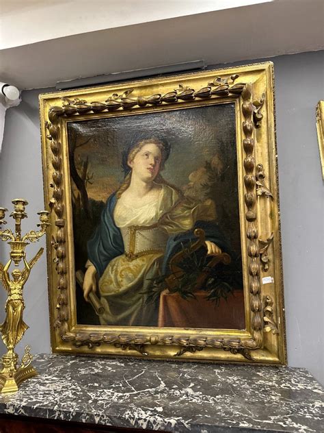 Proantic XVIII Secolo Dipinto Olio Su Tela Raffigurante Allegoria Del
