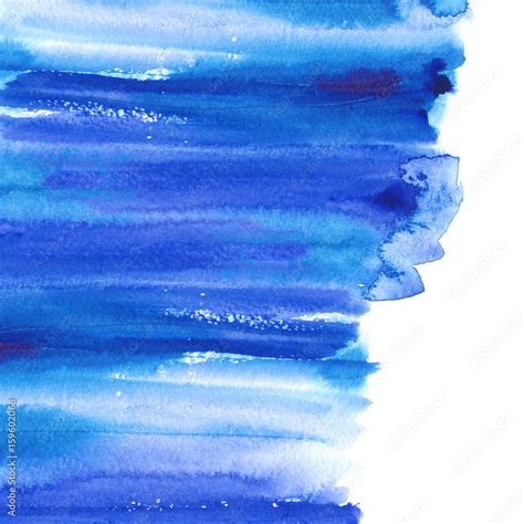 Navy Blue Indigo Watercolor Texture Background With Dry Brush Stains
