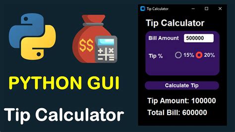 bills tip calculator python customtkinter gui project youtube