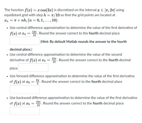 solved the function f x x cos 3x is discretized on the