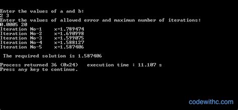 c program for secant method code with c