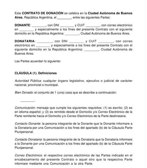 Contrato De Donaci N Modelo En Formatos Word Y Pdf