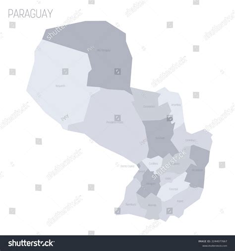 Paraguay Political Map Administrative Divisions Departments Stock