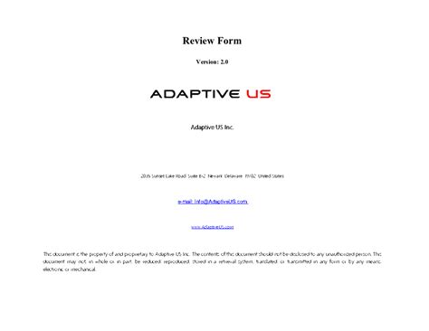 Excel Template Review Form Excel Template XLS Flevy